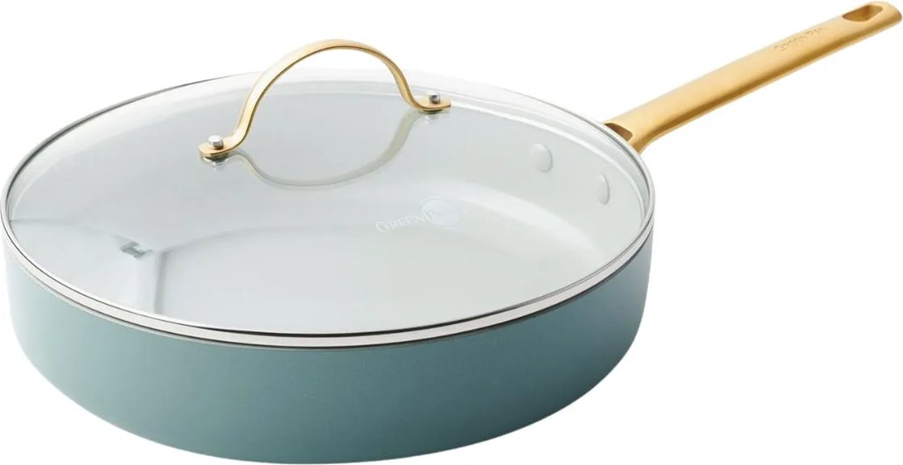 GreenPan Nepřilnavá keramická soté pánev s poklicí Padova 28 cm, zelená CC002827-001