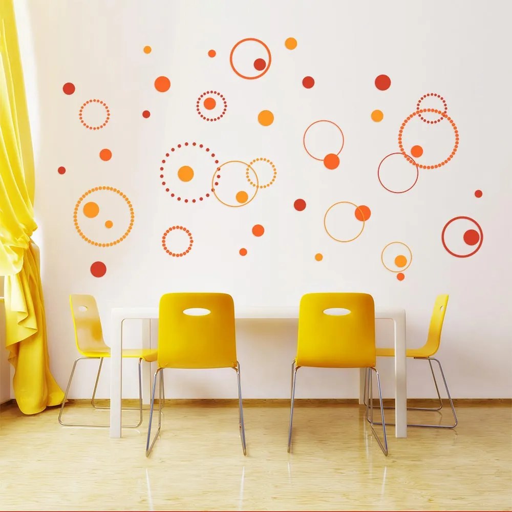 GLIX Kruhy - samolepka na zeď Oranžová 3 x 50 x 90cm