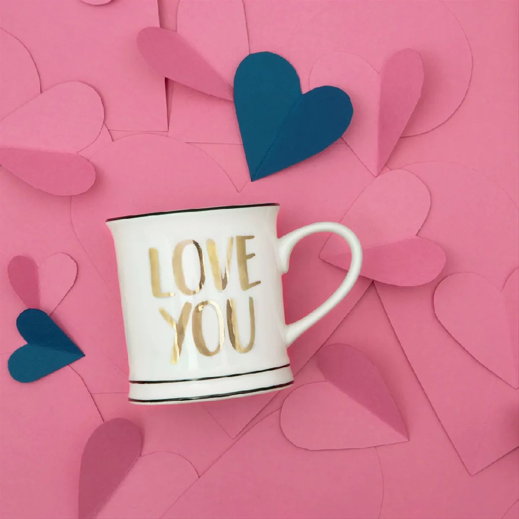 Sass & Belle Porcelánový hrnek s nápisem LOVE YOU 400ml