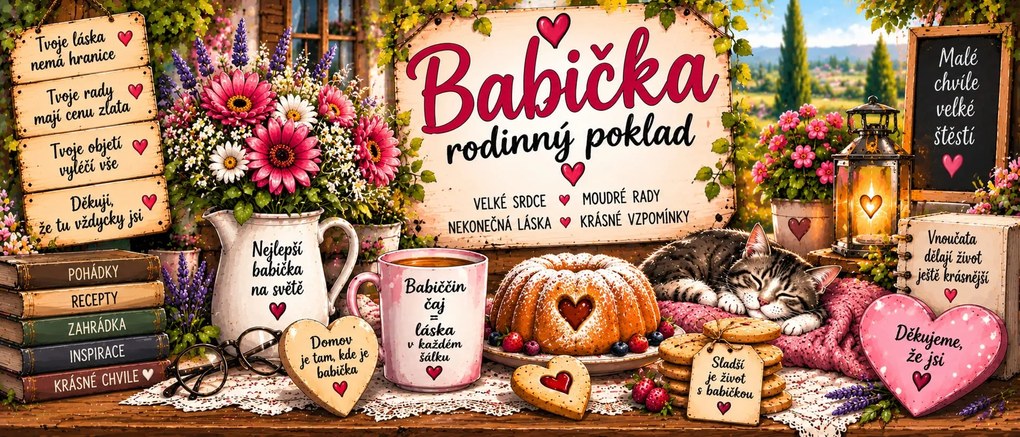 Hrnek pro babičku Babička – rodinný poklad | Dárek od vnoučat 300 ml