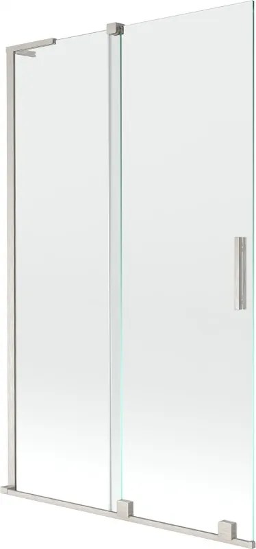 Mexen Velar L, 2-křídlová posuvná vanová zástěna 110 x 150 cm, 8mm čiré sklo, broušená ocel, 896-110-003-01-97