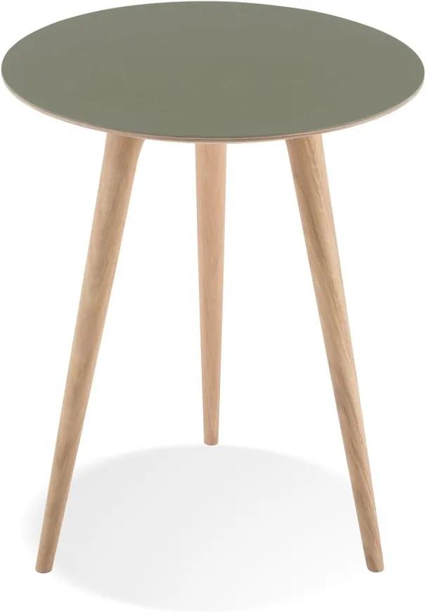 Příruční stolek z dubového dřeva se zelenou deskou Gazzda Arp, ⌀ 45 cm