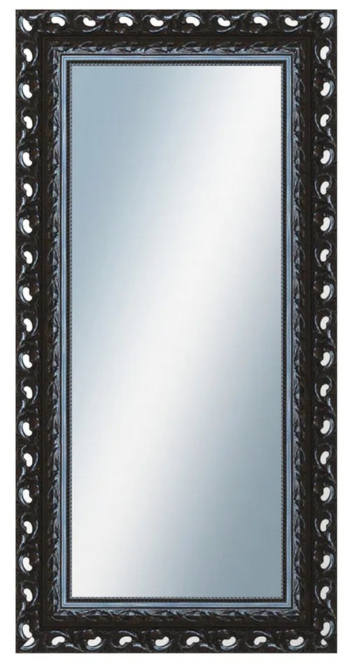 DANTIK - Zarámované zrcadlo - rozměr s rámem cca 60x120 cm z lišty ROKOKO černá lesklá (2632)