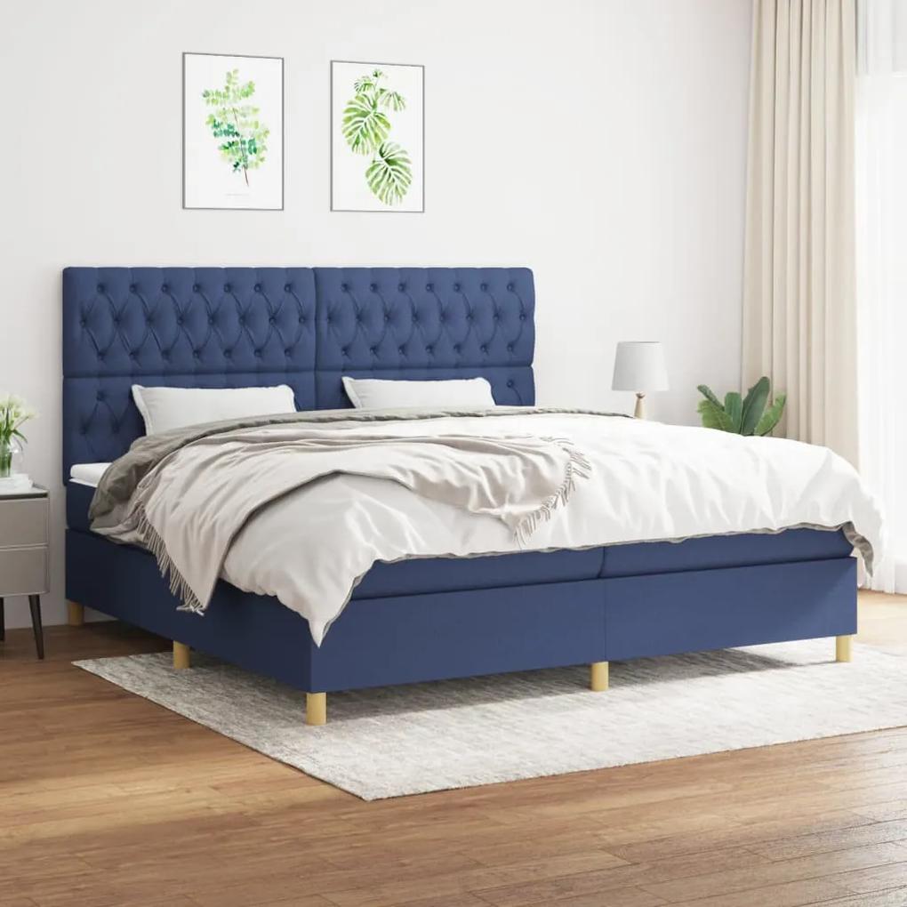 Box spring postel s matrací modrá 200x200 cm textil,  3142607