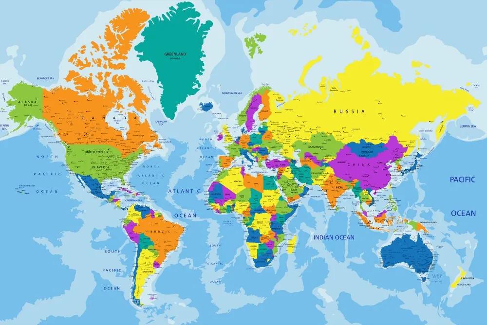 Fototapeta Mapa Světa Omyvatelný vlies 368x254