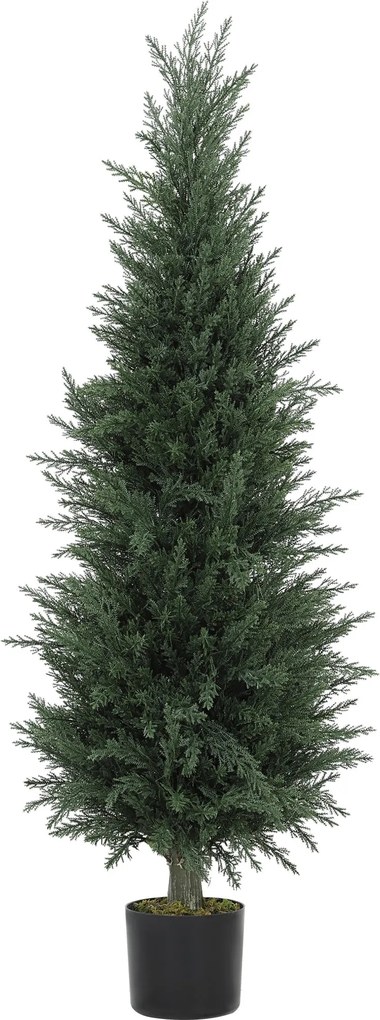 HOMCOM Velký Umělý Cypřiš 120 cm, Umělé Rostliny v Květináči, UV Odolný Umělý Cypřiš pro Dekoraci Obývacího pokoje, Ložnice, Kanceláře a Balkonu | Aos
