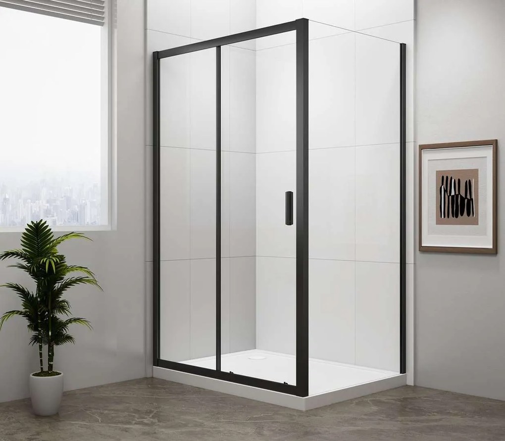 Polysan Easy Black - Sprchový kout 100x70 cm, L/P varianta, čiré sklo/matná černá EL1015B-01