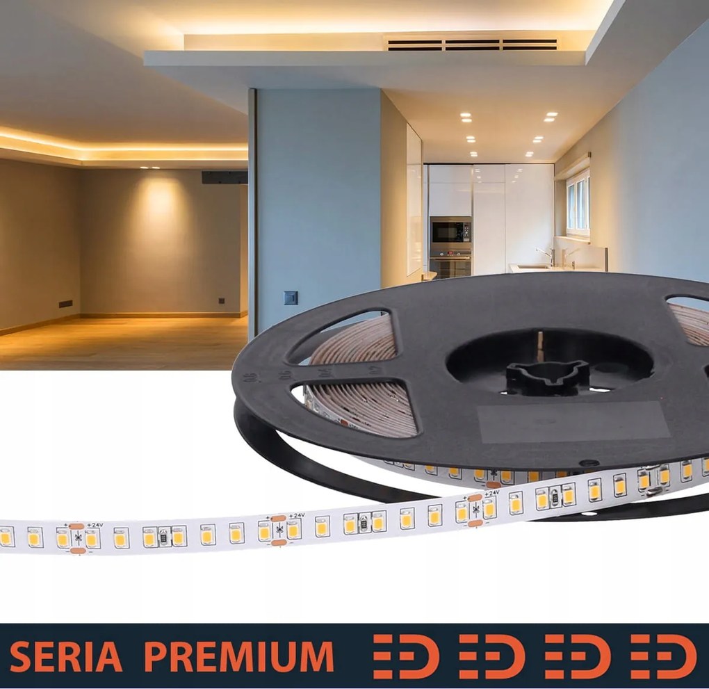 Led pásek Premium 24V 140led 14W/m 3000K 1680lm SMD2835