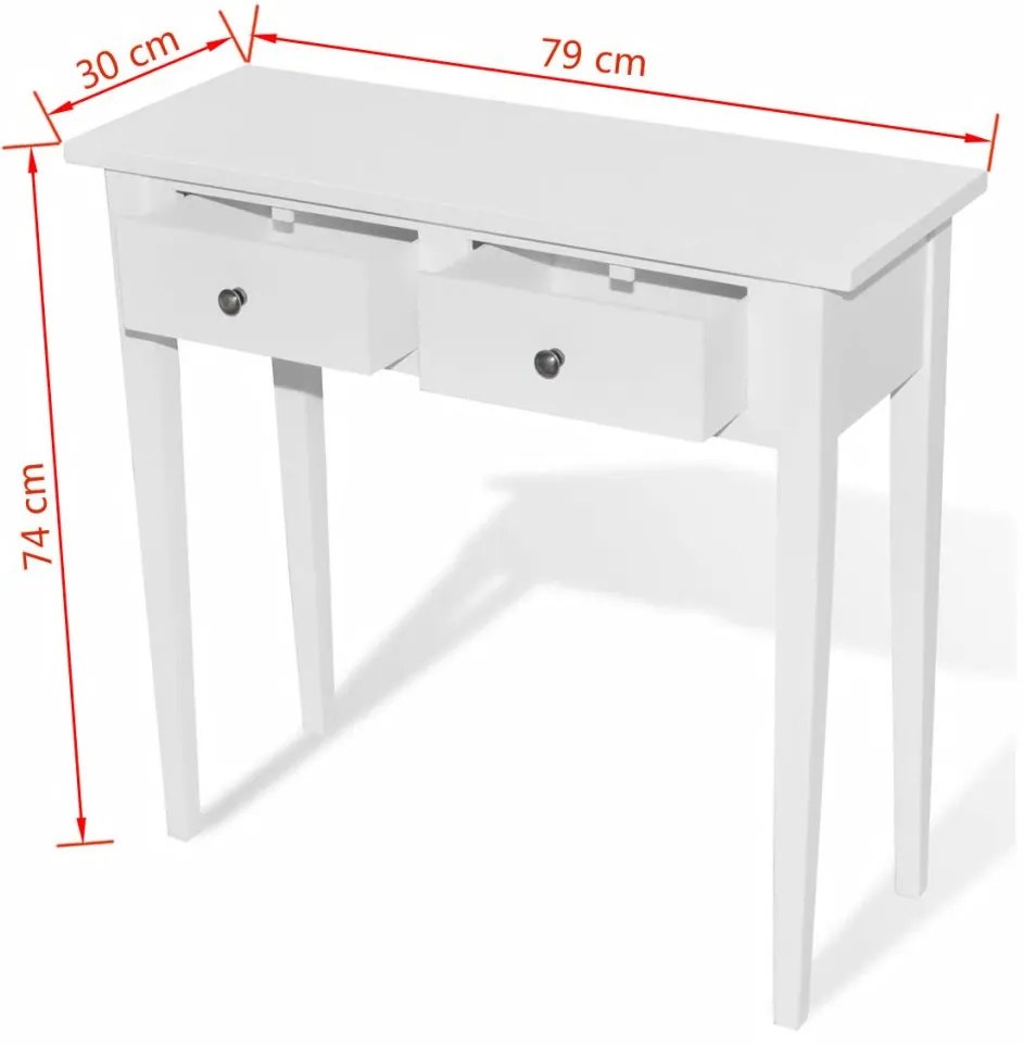 Toaletní konzolový stolek se dvěma zásuvkami | bílý