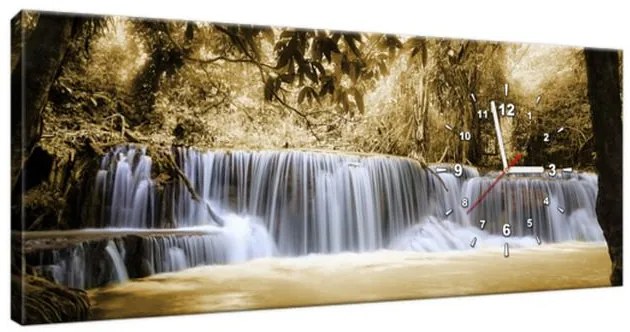 Tištěný obraz s hodinami Krásný vodopád v Thajsku 100x40cm ZP1311A_1I