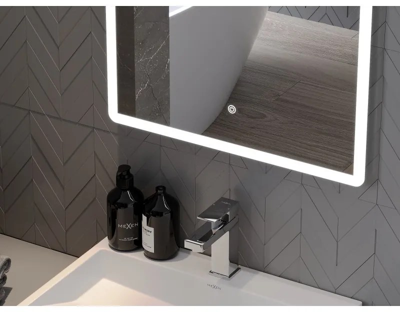 Mexen Navia podsvícené koupelnové zrcadlo 80 x 60 cm, LED 6000K, ventilátor - 9803-080-060-611-00