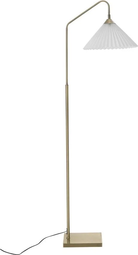 Krémová/v mosazné barvě látková stojací lampa s ohybatelnou konstrukcí (výška 155 cm) Kate – Ellos Home