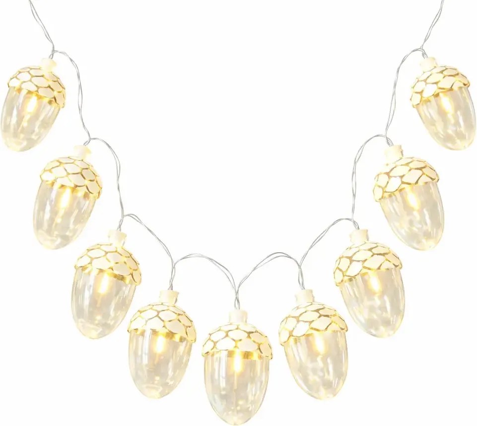 LED svítící žaludy na řetězu, 8 kusů, délka 1,3 m