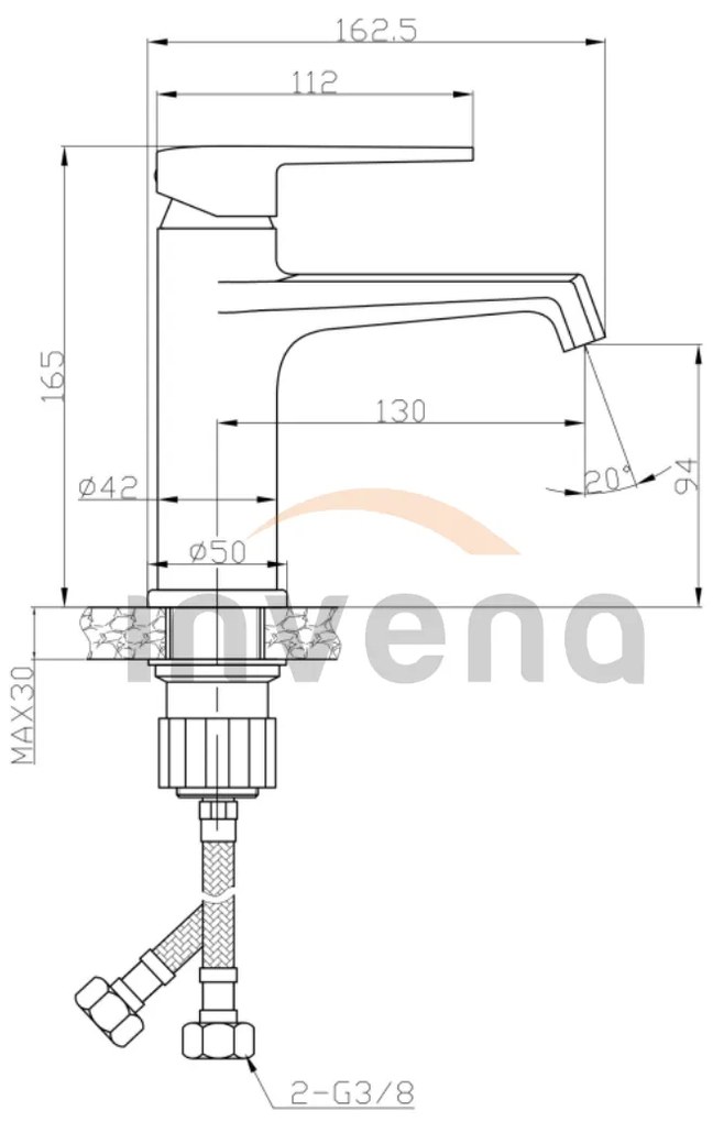 Invena Fira, stojánková umyvadlová baterie, černá matná, INV-BU-71-004-V