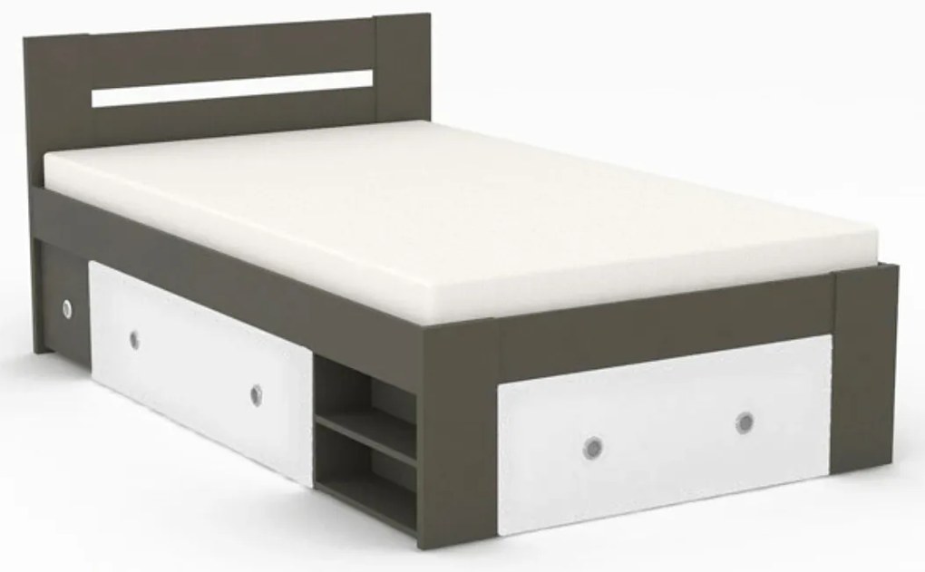 Studentská postel REA Larisa 120x200cm s nočním stolkem - graphite