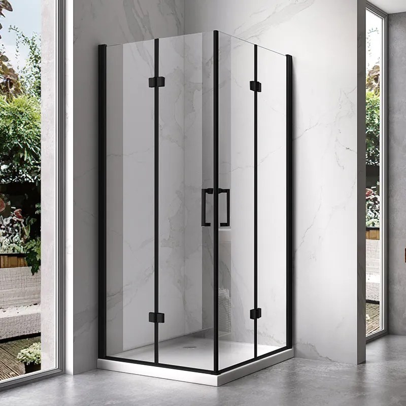 BPS-koupelny Čtvercový sprchový kout HYD-SK08D 100x100 černý/transparent + vanička HYD-OSV-ST06A bílá