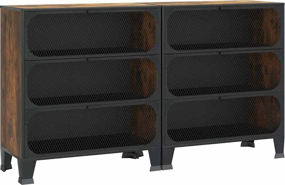 Úložné skříně 2 ks rustikálně hnědé 72 x 36 x 82 cm kov a MDF 3095971
