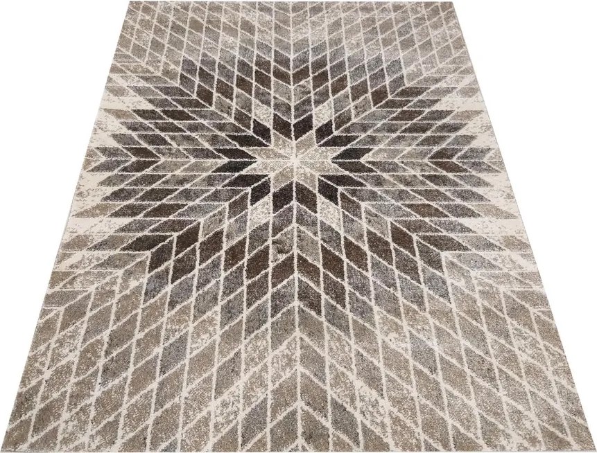 DY Béžový koberec s geometrickým vzorem Panamero 10 Rozměr: 60x100 cm