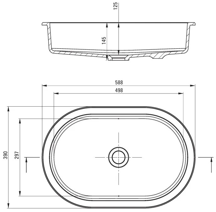 Deante Granite washbasin, undermount/inset, oval