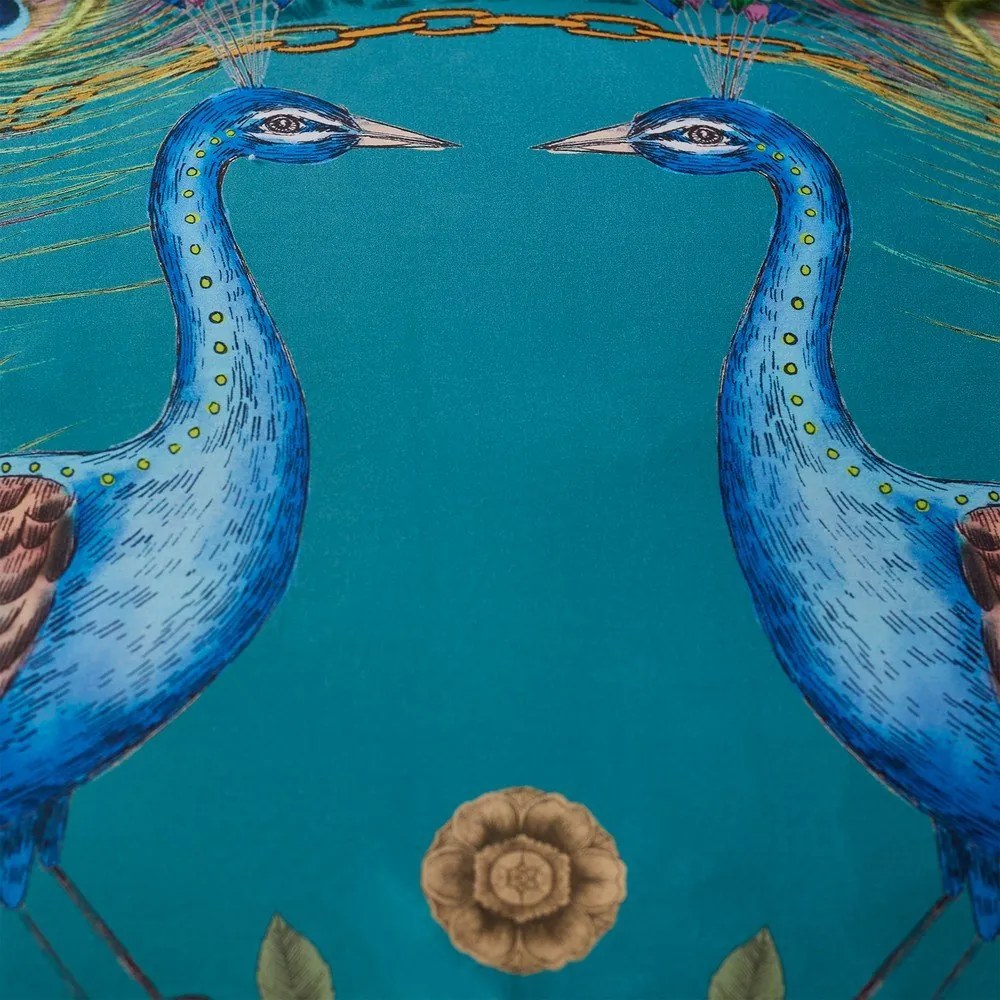 Zelenomodré povlečení na jednolůžko z bavlněného saténu 135x200 cm Xanadu Peacock – Matthew Williamson