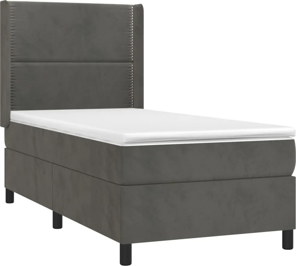Box spring postel s matrací tmavě šedá 100x200 cm samet 3132604