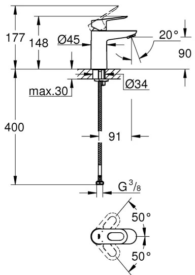GROHE 23337000 - Umyvadlová baterie BAULOOP DN 15 lesklý chrom