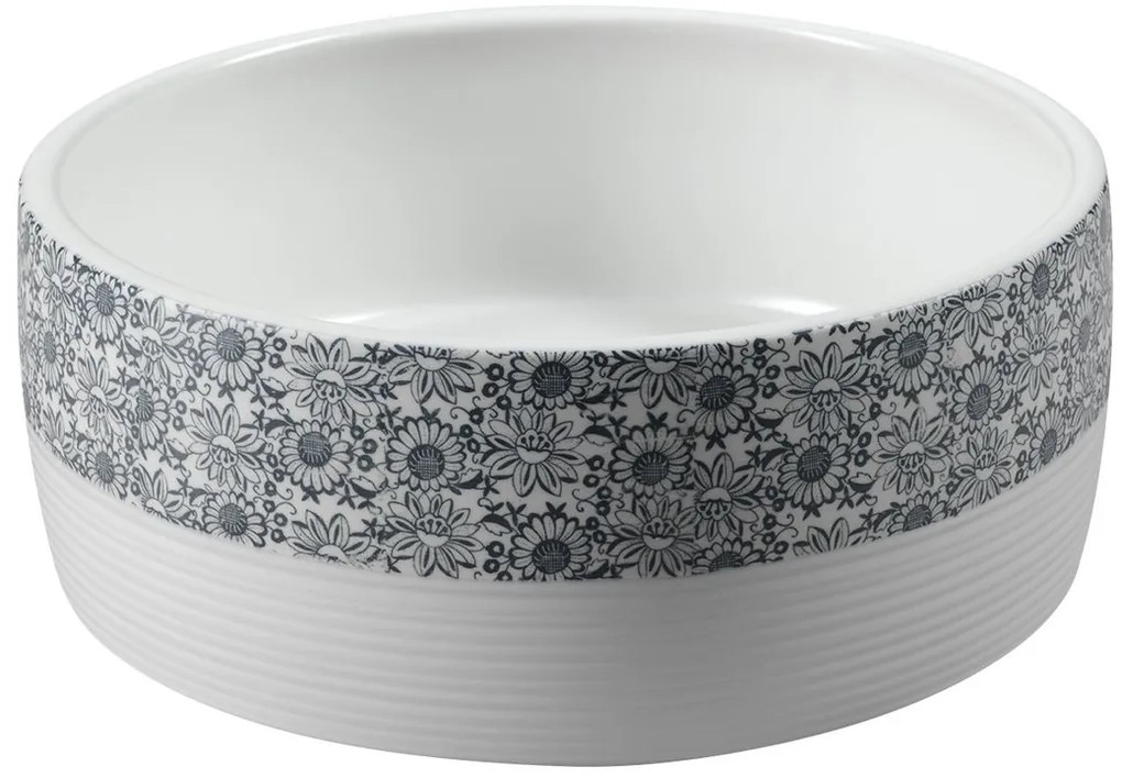 Sapho, PRIORI keramické umyvadlo, průměr 41 cm, 15 cm, barva bílá s modrou malbou, PI027