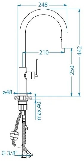 ALVEUS 1150895 - Dřezová baterie s vytahovací sprškou ORION 44,2 cm černá