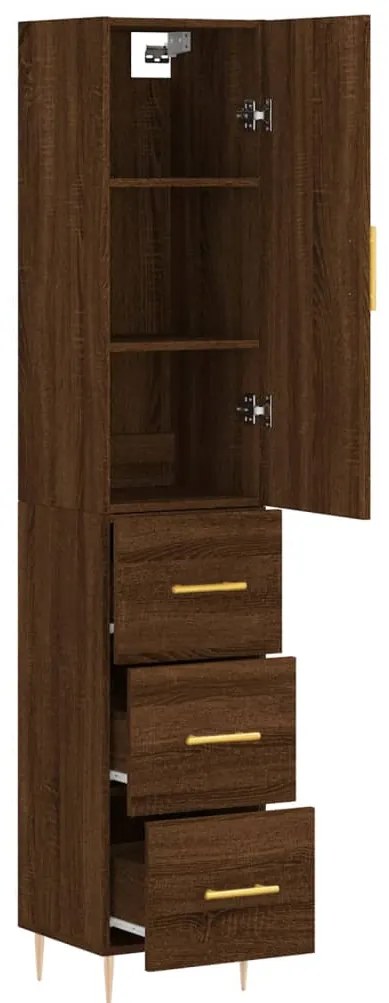 Skříň highboard hnědý dub 34,5 x 34 x 180 cm kompozitní dřevo