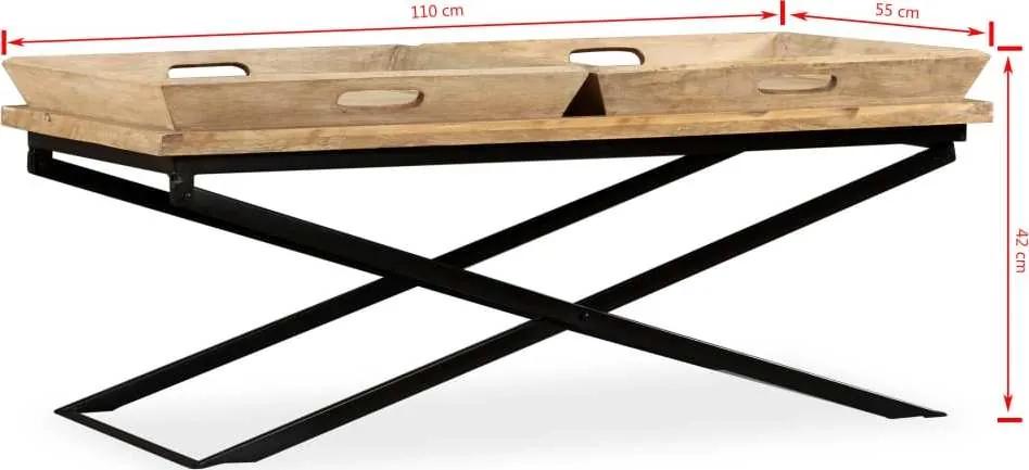 vidaXL Konferenční stolek z masivního mangovníkového dřeva 110x55x42cm [244898]