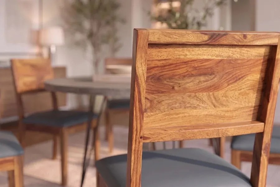 Designová židle Timber II Sheesham / tmavě šedá ekokůže