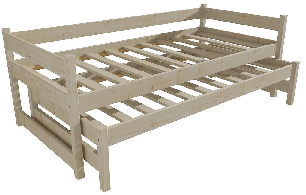 Vomaks Dětská postel s výsuvnou přistýlkou DPV 003 Rozměr: 80 x 180 cm, Barva: surové dřevo