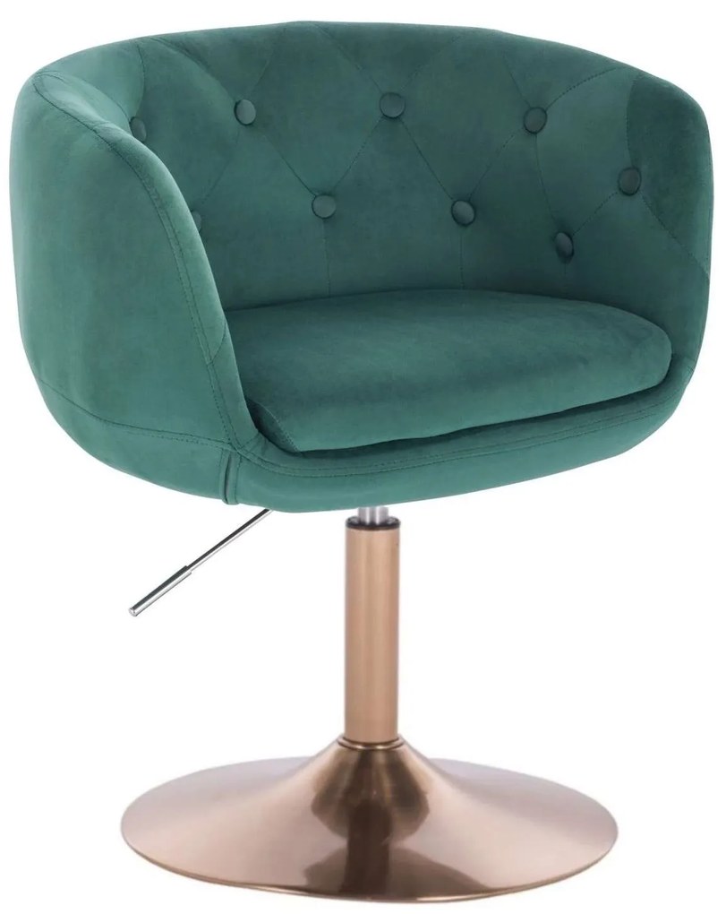 LuxuryForm DESIGN Otočné křeslo MONTANA VELUR na zlatém talíři - zelené