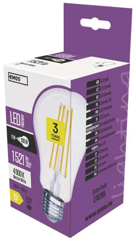 Emos lighting LED žárovka Filament A67 11W E27 neutrální bílá