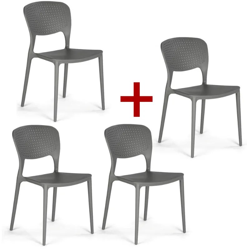 Plastová jídelní židle EASY II 3+1 ZDARMA, šedá