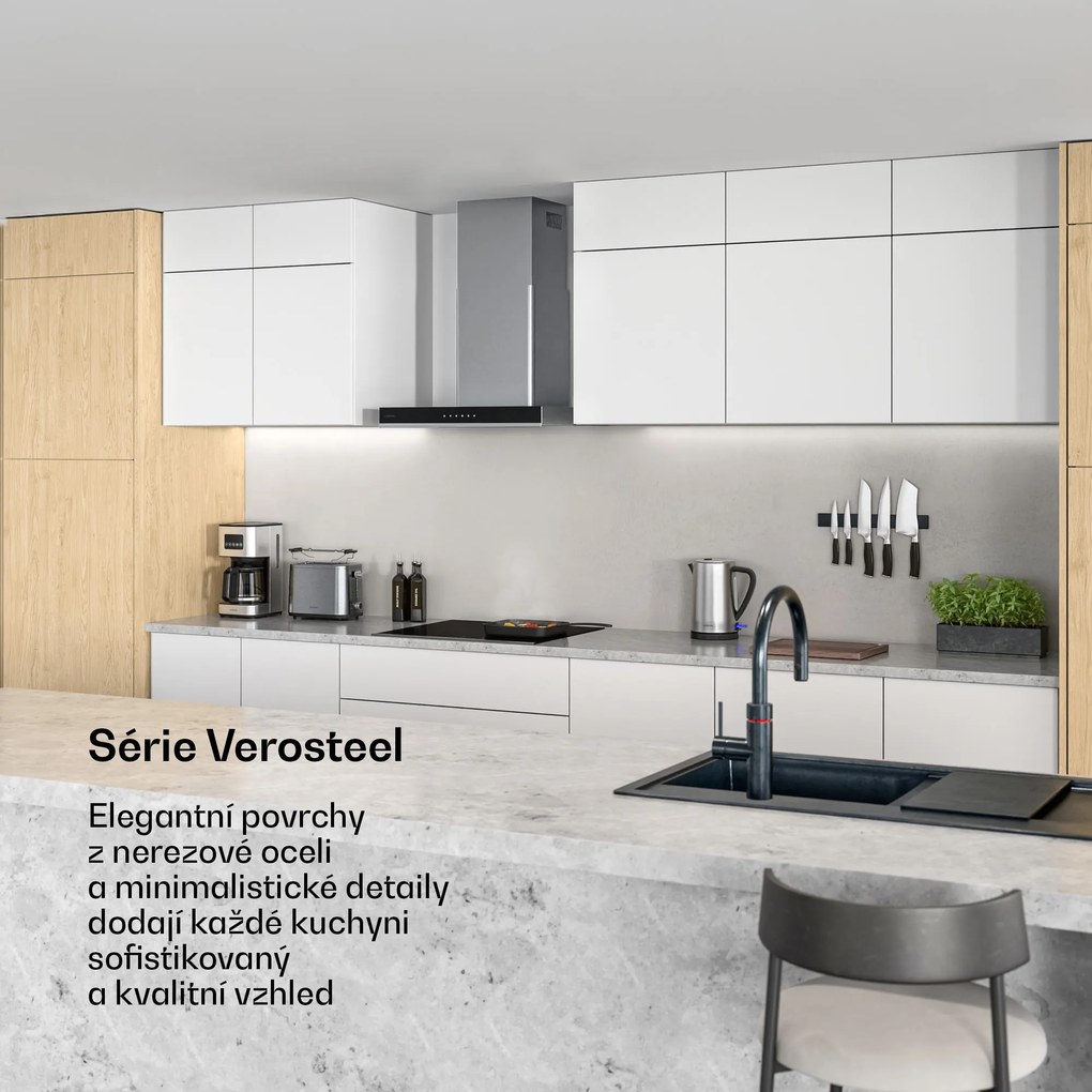 Klarstein Verosteel digestoř 60 cm | Elegantní, minimalistická, výkonná | Třída energetické účinnosti A++ | 882 m³/h