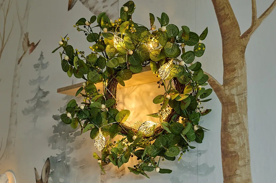 Jarní věnec na dveře 40 × 40 × 12 cm, plast, IP44 venkovní