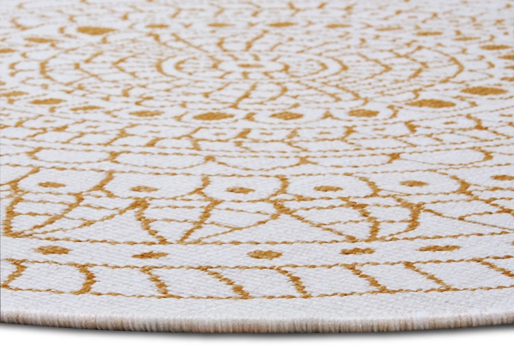 Hanse Home, Kusový koberec Twin-Wendeteppiche 105797 Ochre kruh – na ven i na doma, 140x140 (průměr) kruh, žlutá, chodba / předsíň