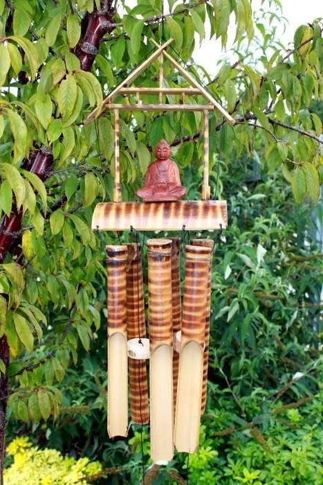 Bambusová zvonkohra - 6 středních trubic a buddha