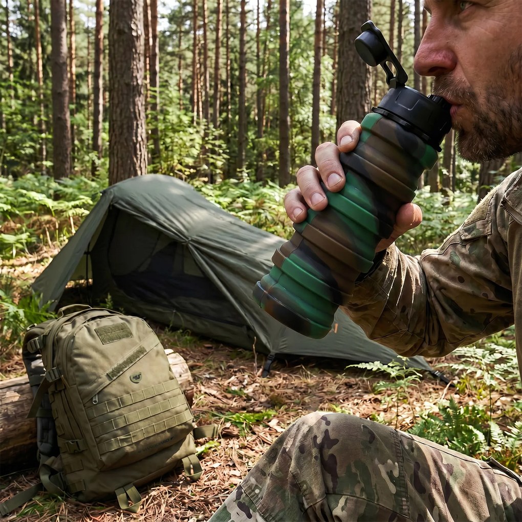 NC4106 ZELENÁ SILIKONOVÁ SKLÁDACÍ LÁHEV 500ML NILS CAMP