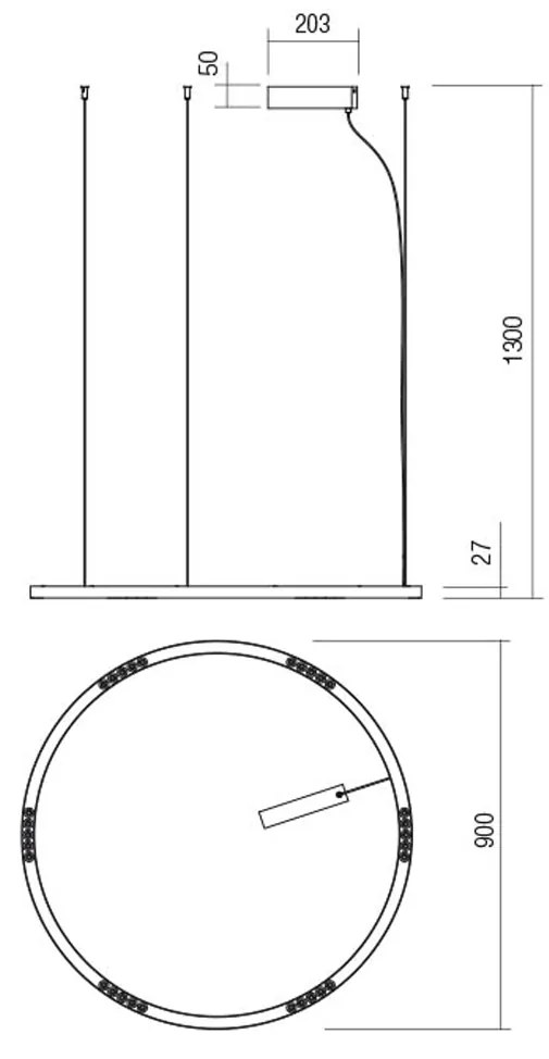 Redo 01-2207 závěsné LED svítidlo Union pískově černá, 50W, 3000K, ø90cm