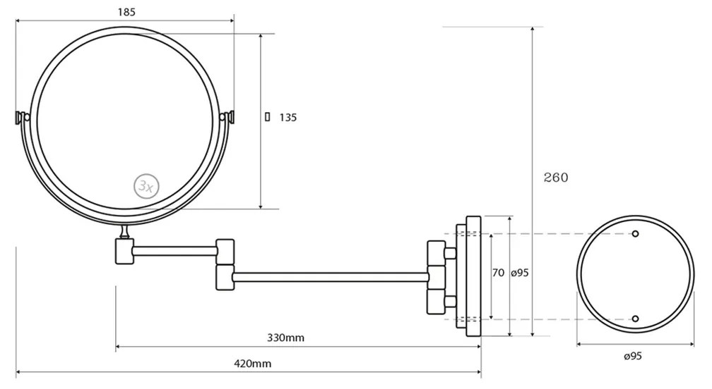 SAPHO XR005 X-Round E závěsné kosmetické zrcátko pr. 15 cm, stříbrná