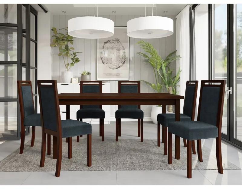 Rozkládací jídelní stůl se 6 židlemi AL03, Barva dřeva: bílá-L, Potah: Zetta 300