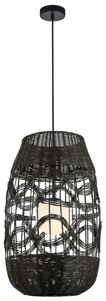 Závěsné svítidlo Arona, 1x černé ratanové stínítko, (fi 40cm), b