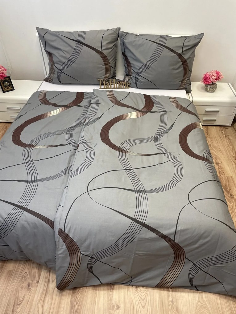 Povlečení bavlněné Gold Ribbon 200x140cm+90x70cm TiaHome