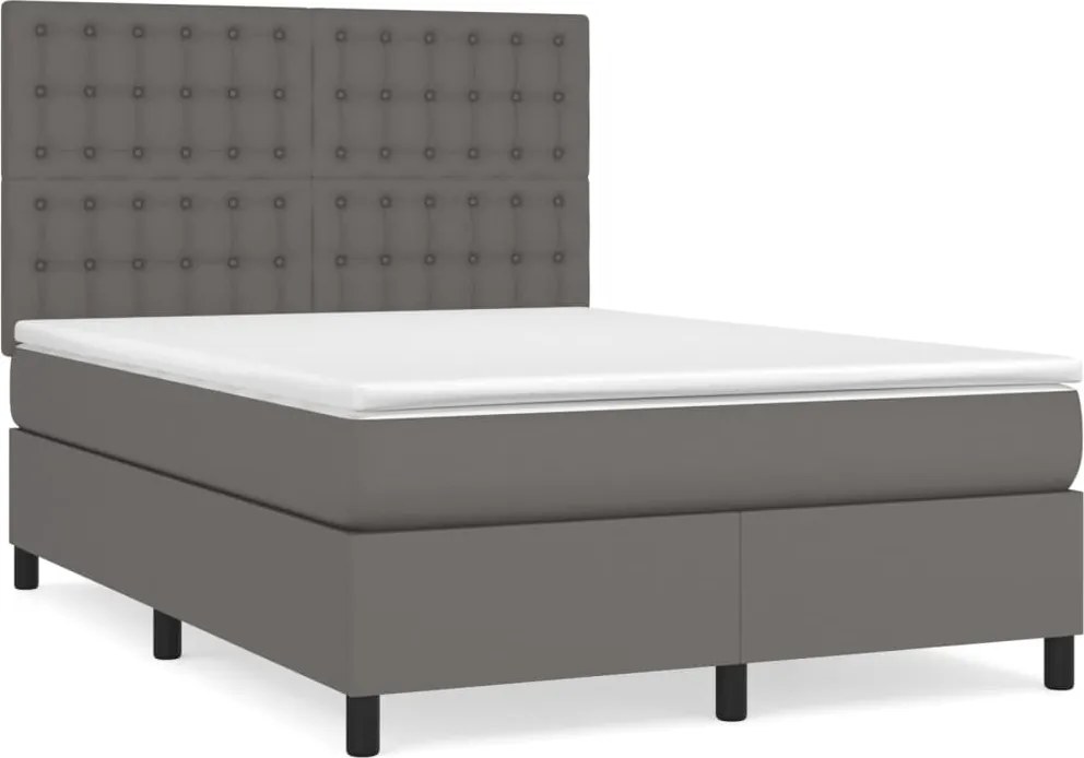 Box spring postel s matrací šedá 140 x 190 cm umělá kůže 3142843