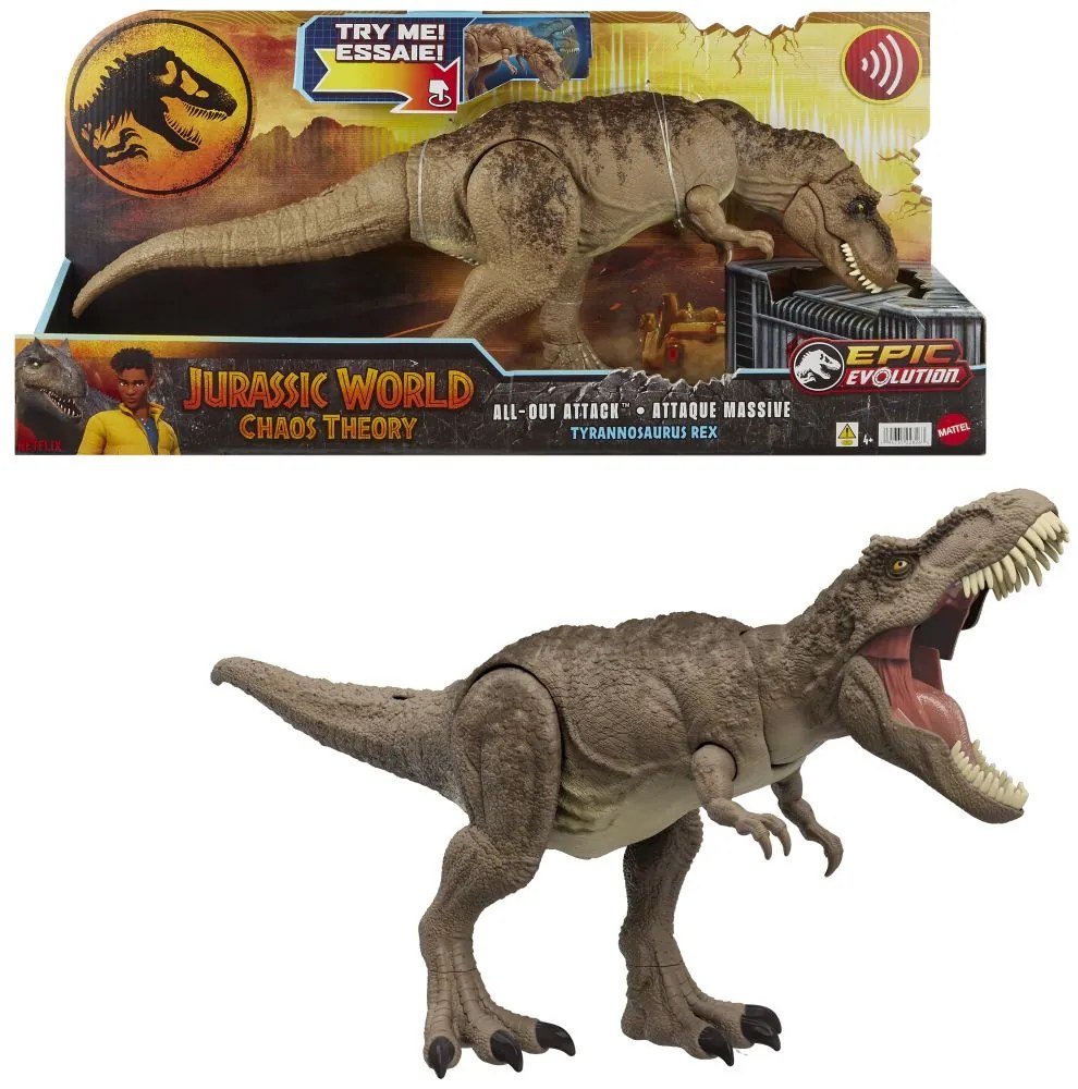 Mattel jurský svět zběsilý útok t-rexe se zvuky, hxf53