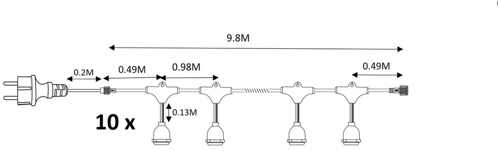 LED světelný řetěz Basic, 10m, (bez žárovek)