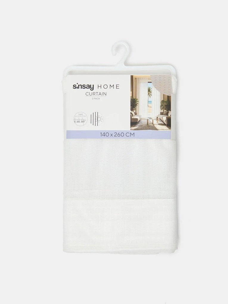 Sinsay - Průhledné záclony na řasící pásce 2 pack - bílá