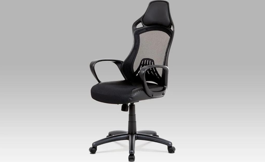 Autronic Kancelářská židle, houpací mech., černá koženka + MESH, plast. kříž KA-A190 BK